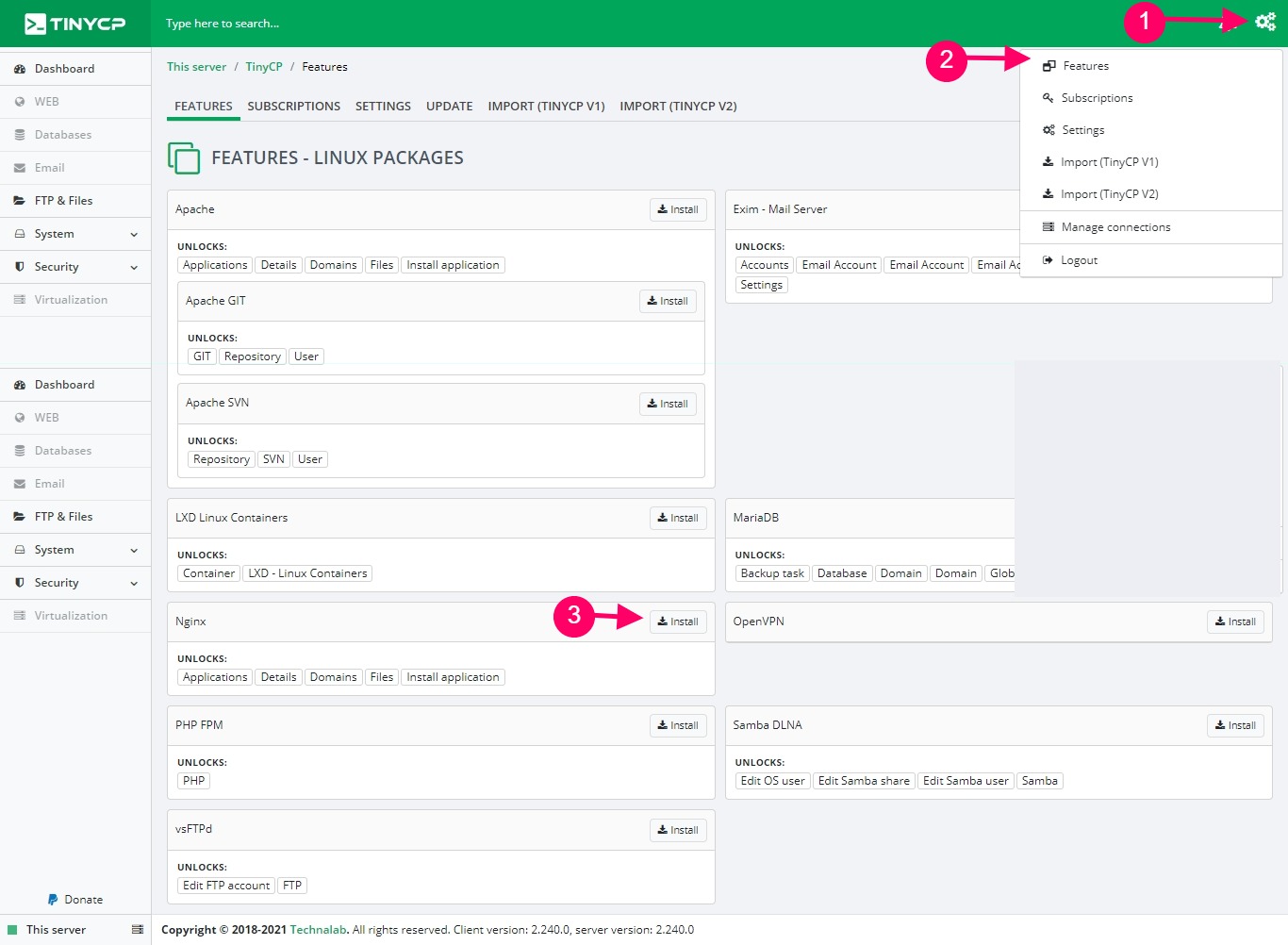 Cara install Nginx, MariaDB, PHP di TinyCP - idnetter.com